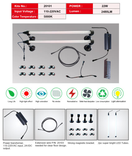 LED light kits for two post lifts - AMGO